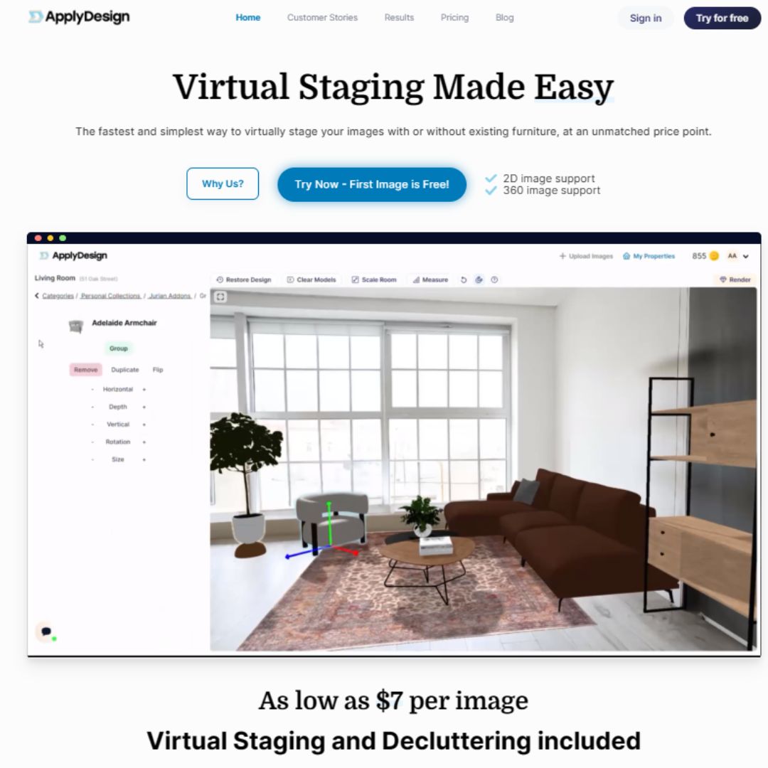 Applydesign.io - Virtual Staging Made Easy - Find the best AI tools
